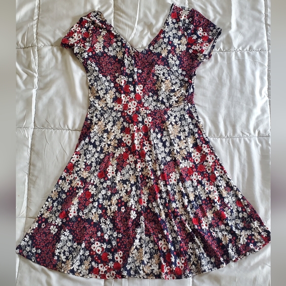 Kaileigh | Dresses | Kaileigh Amandine Knit Floral Dress Womens L Navy ...